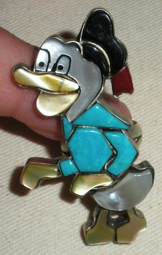 VINTAGE ZUNI TOONS DONALD DUCK SIGNED CAROL KEE STERLING SILVER RING ...