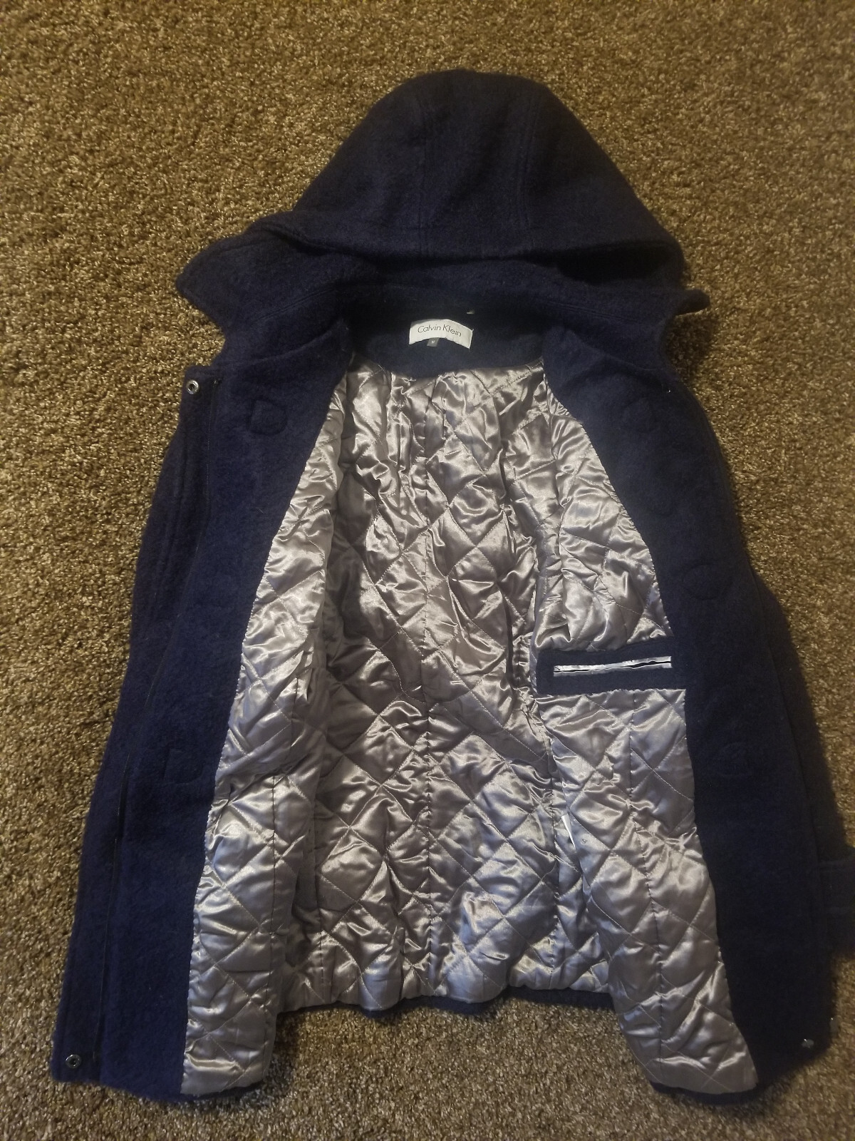 Calvin Klein Blue Wool Duffle Coat Toggle Closure Rem… - Gem