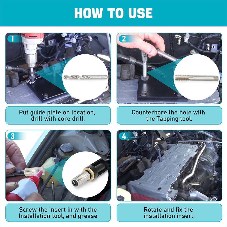 M11x1.5 Head Bolt Thread Repair Kit 35119S for Cadillac Honda Toyota GM ...