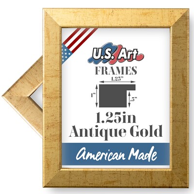 US Art Frames 1.25" Flat Antique Gold MDF Picture Frames for Wall Decor ...