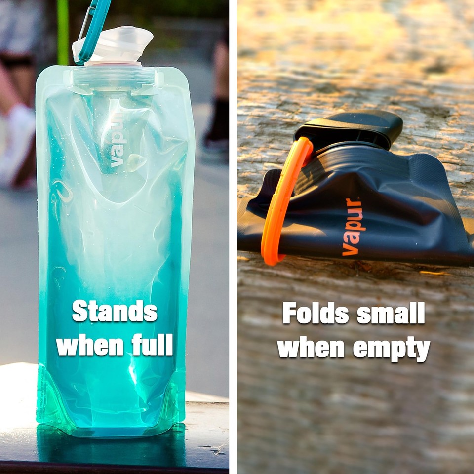 Flexible, Collapsible Wide Mouth Anti-Bottle with Detachable Carabiner ...