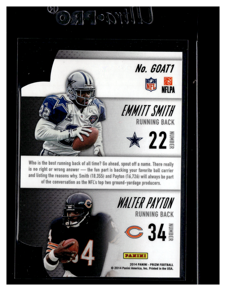 2014 Panini Prizm Head to Head GOAT #GOAT1 Emmitt Smith / Walter Payton ...