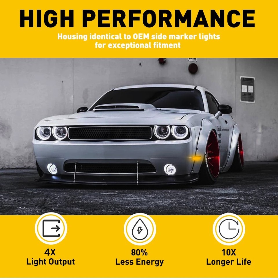 Front Amber Rear Red Side Marker LED Lights For 2008-2014 Challenger ...