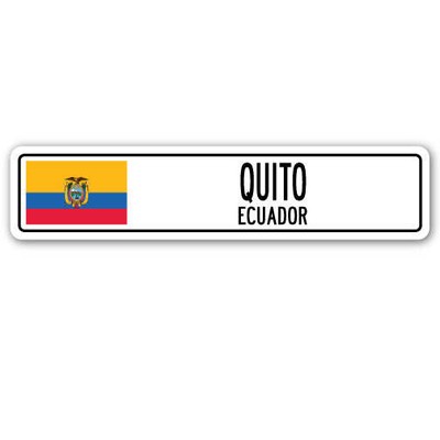QUITO ECUADOR Street Sign Ecuadorian flag city country road wall gift ...