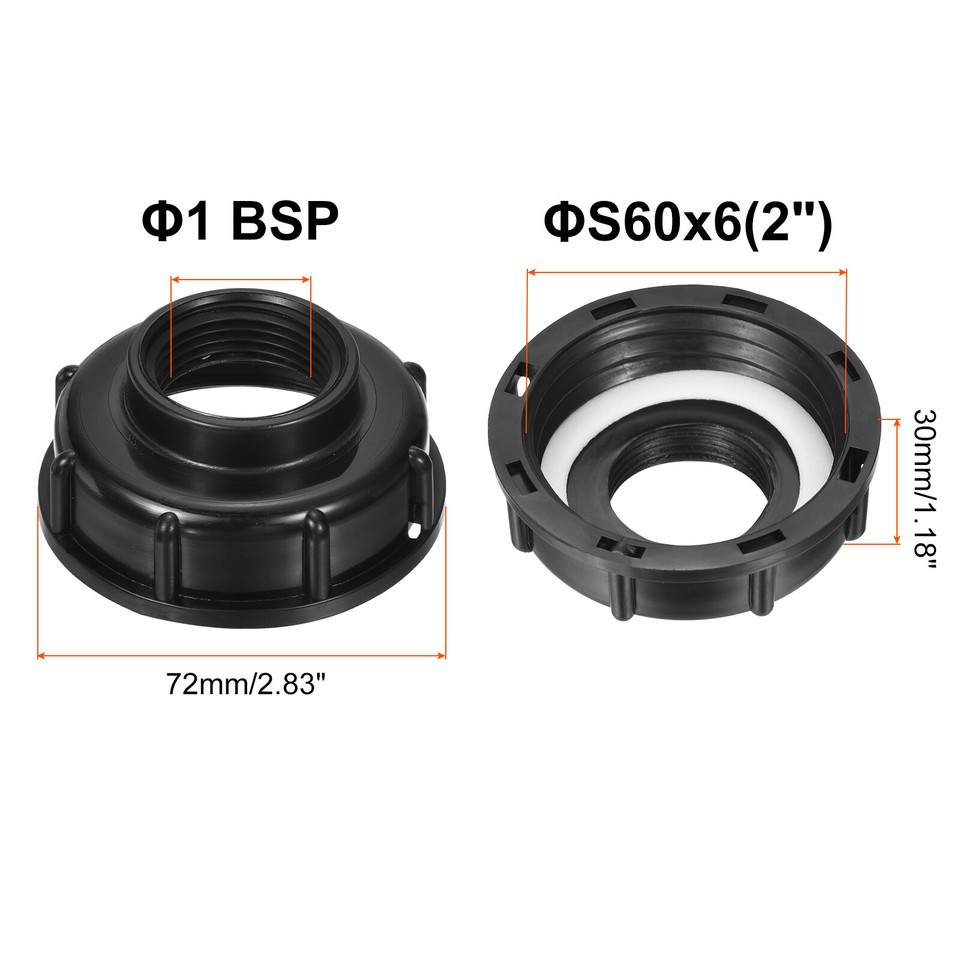 IBC Tote Adapter 60mm Coarse Thread 1" Female Outlet 275-330 G Drain ...