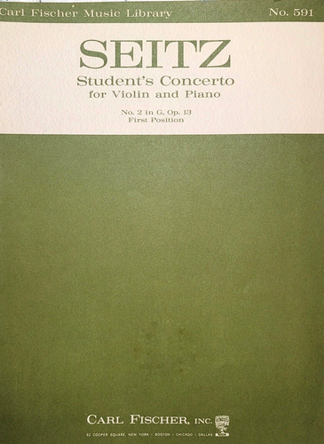 Seitz Student's Concerto, No. 2 in G, Opus 13 for Violin and Piano | eBay