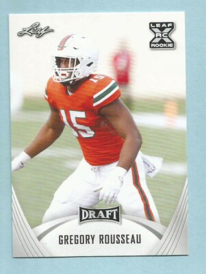2021 Leaf Football Draft Gregory Rousseau #39 ROOKIE RC PACK FRESH! | eBay