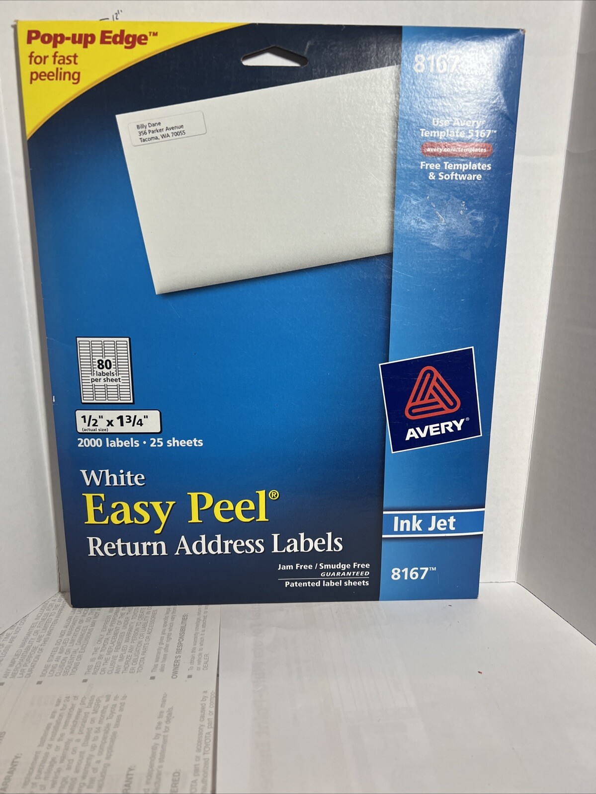 Avery 8167 Easy Peel Return Address Labels 1/2 x 1 3/4 White 10 Sheets ...