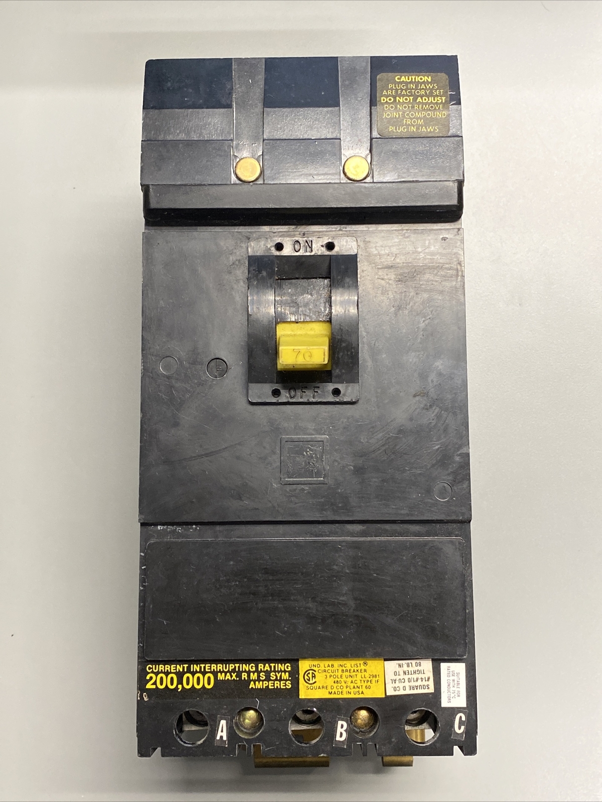 Square D IF34070 I-Line Circuit Breaker 70A 3P 480V 70 Amp 3 Pole ...