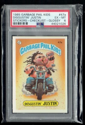 GARBAGE PAIL KIDS: 2ND SERIES, DISGUSTIN' JUSTIN, 47a, PSA 6, GLOSSY ...