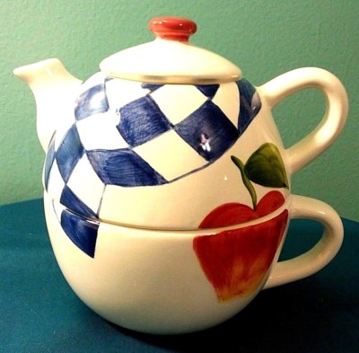 Tea For One Hand Painted Teapot w/ cup 6" Tall by Cardinal Inc. | eBay
