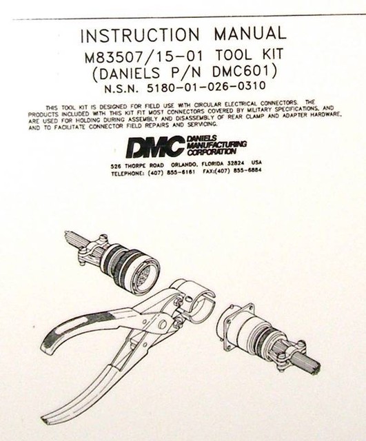 Daniels DMC601 Backshell Tool Kit Electrical Connector for sale online ...