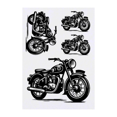 4 x 'Vintage Motorcycle' Temporary Tattoos / Transfers (TO00073132 ...