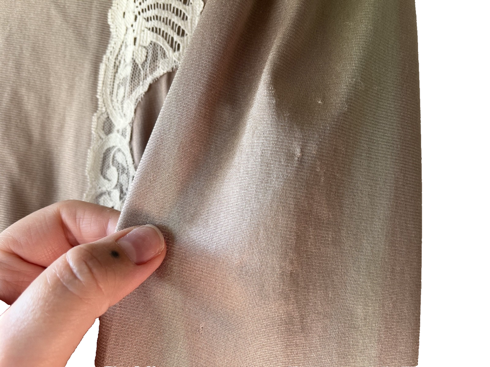 Vtg VANITY FAIR Shimmery Champagne Rose Peignoir Robe M Nylon Tricot ...