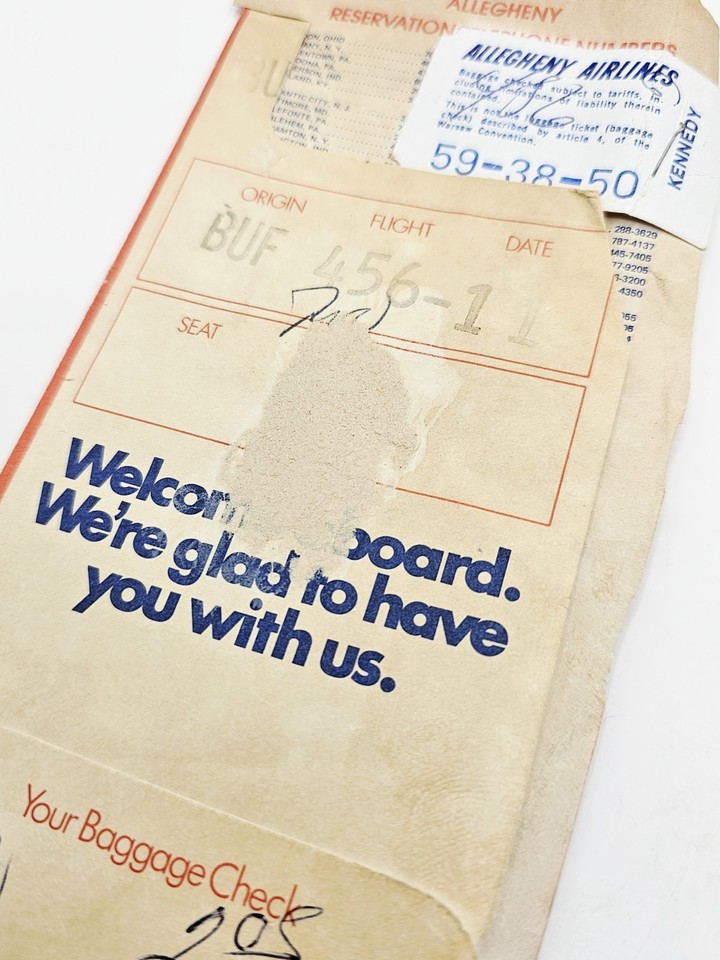 Allegheny Airlines Envelope & Luggage Tag - JFK - 1970s | eBay Australia