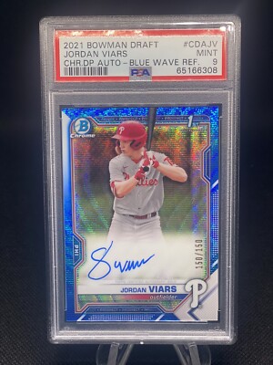 Jordan Viars Blue Wave Refractor 150/150 PSA 9 eBay 1/1 2021 Bowman ...