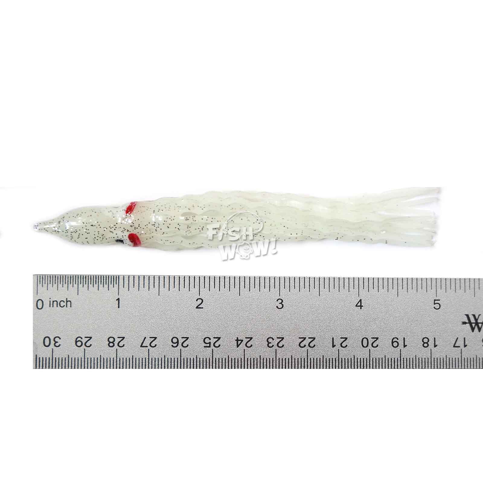 Fish WOW Glow 5" Fishing Squid Skirt Octopus Hoochies Crinkle trolling ...