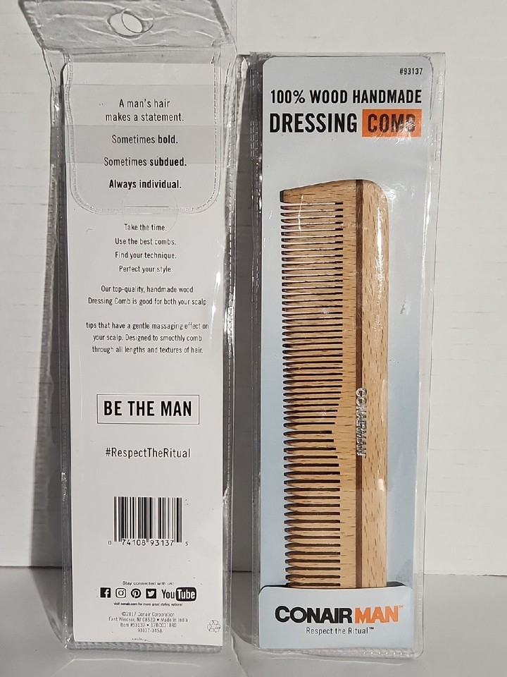 Conair Man Hand Made 100% Wooden Dressing Hair Comb | eBay