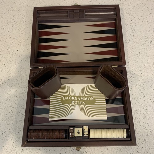 Vintage Travel Backgammon Set Brown White Tan Handmade Leather Magnetic COMPLETE | eBay