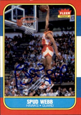 Spud Webb 1986-87 Fleer #120 Atlanta Hawks Autographed Basketball Card ...