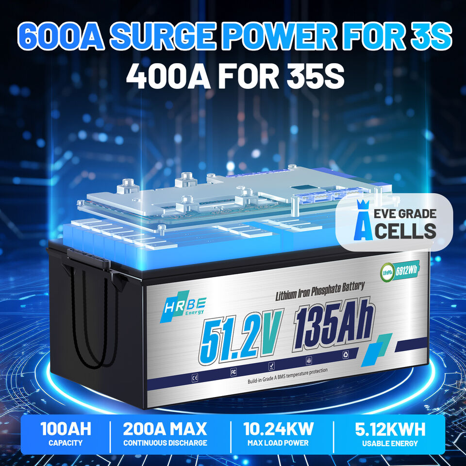 48V 135Ah Lithium Battery Rechargeable Deep Cycle LiFePO4 Batteries ...