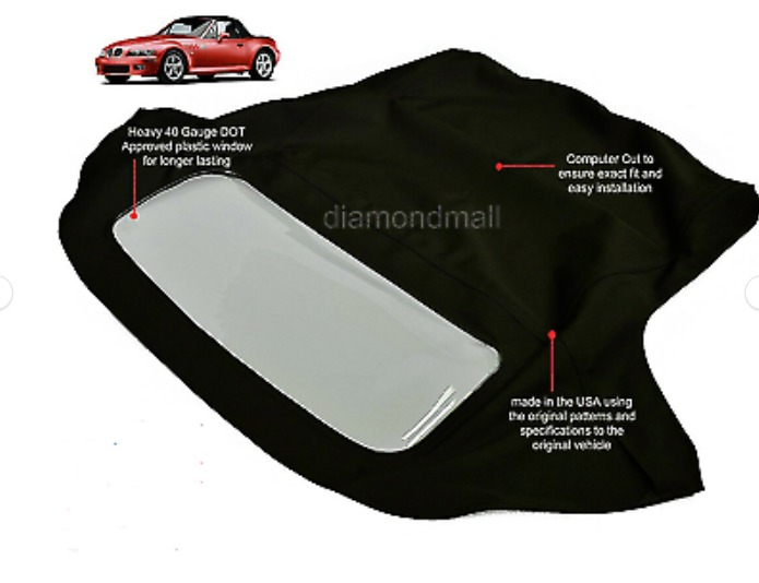 1996-02 BMW Z3 Convertible Soft Top w/DOT Approved Plastic Window ...