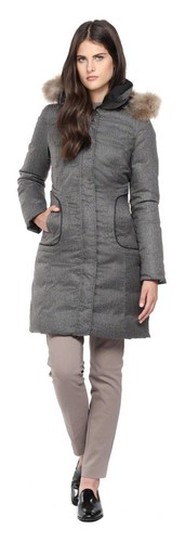 Nwt $595 Soia & Kyo Isobel Gray Black Reversible Fur Zip Up Hooded Coat ...