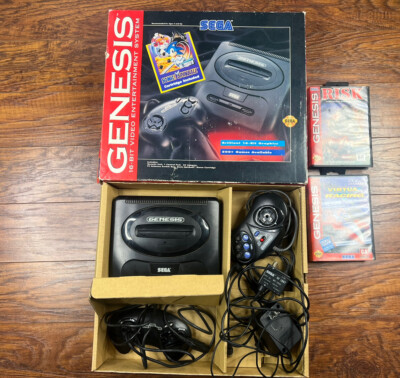 sega genesis 16 bit console With Box Risk & Virtua Racing Gsmes ...