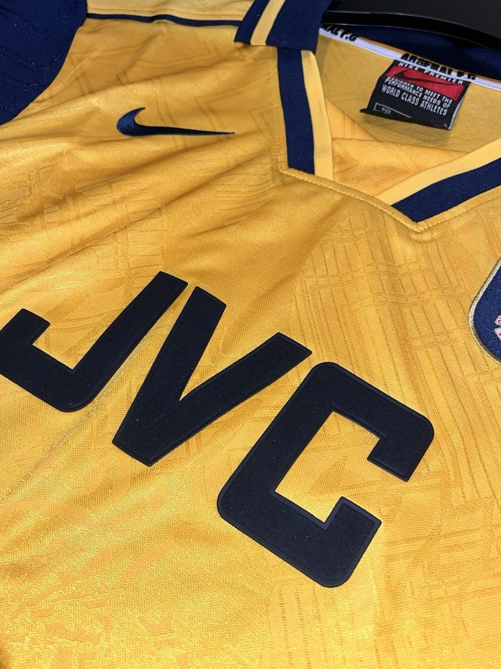 Arsenal 1996/97 Away Shirt Large L Nike Vintage Yellow JVC Football ...