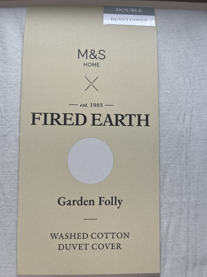 Marks & Spencer X Fired Earth Double Duvet Cover Garden Folly Cotton ...