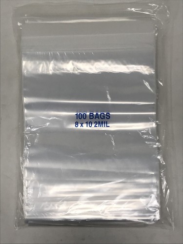 Bag of 100 Uline S-1700 2mil Clear Reclosable Poly Bags 8" x 10" | eBay