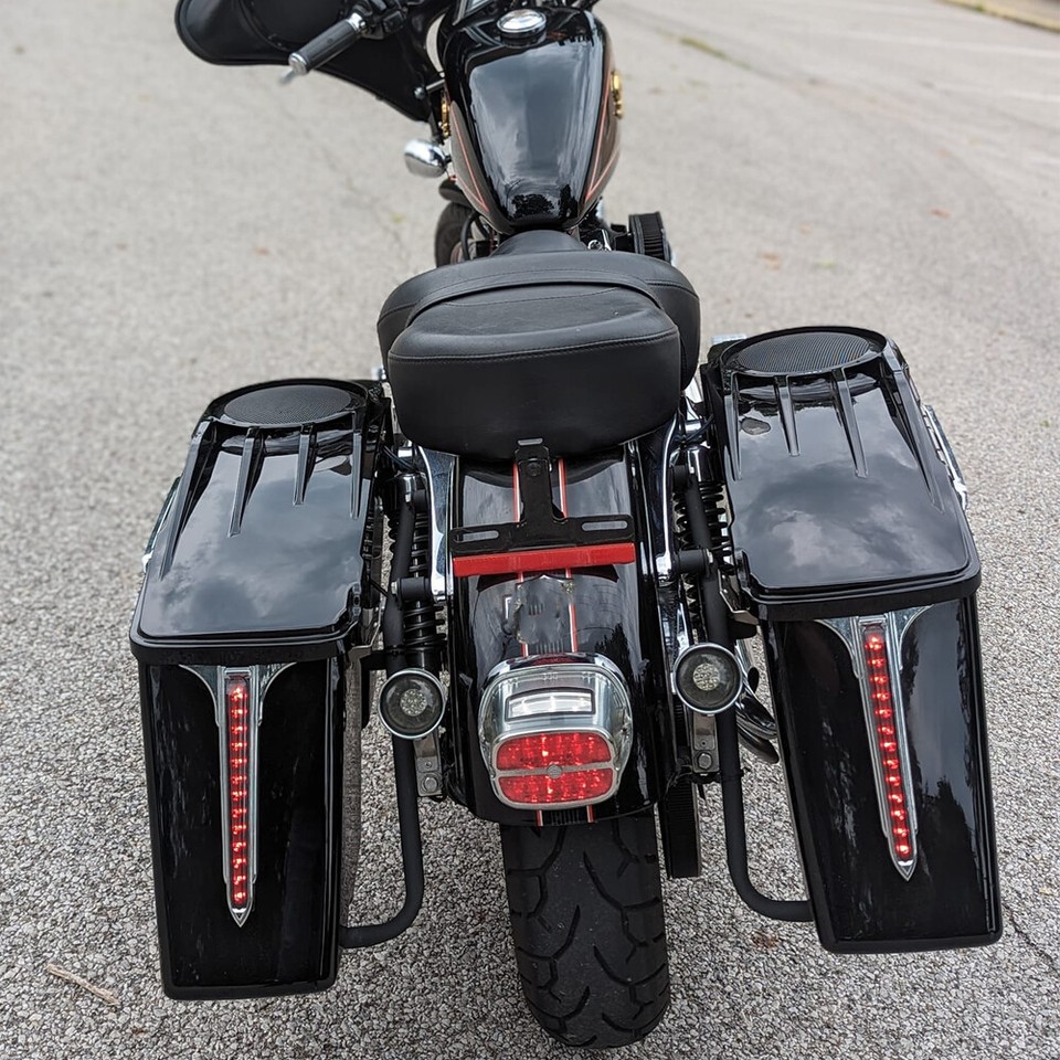 Chrome LED Brake Tail Light License Plate Lamp For Harley Fatboy ...