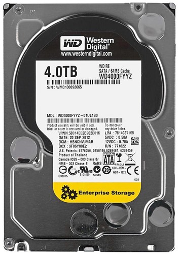 Western Digital 4TB Internal 7.2KRPM 3.5" (WD4000FYYZ) SATA Enterprise ...