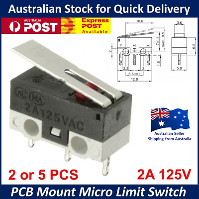 PCB Mount Micro Limit Switch Lever Arm NO/NC Snap Action 2A 125V ...
