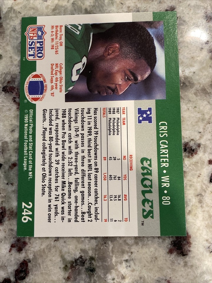 1990 Pro Set #246 CRIS CARTER Philadelphia Eagles Football Card Sharp ...