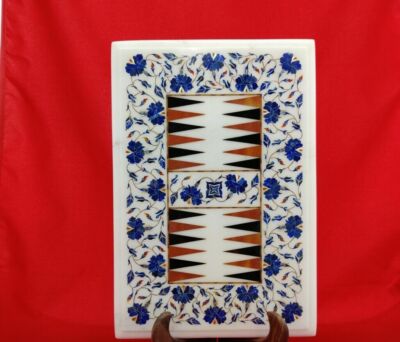 18" x 12" Marble Backgammon Game Table Semi precious stones Inlay ...