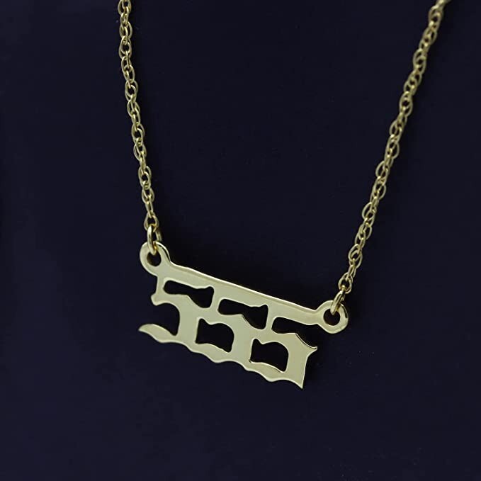 Gold 555 Angel Number Necklace, Jewelry Charms Minimalist Stainless ...