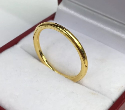 24K Solid Pure Gold Handcraft Solid Weeding Band Ring 3.53 Grams. Size ...