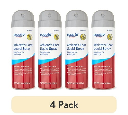 4 pack Equate Athlete’s Foot Antifungal Liquid Spray, Tolnaftate 1%, 5. ...