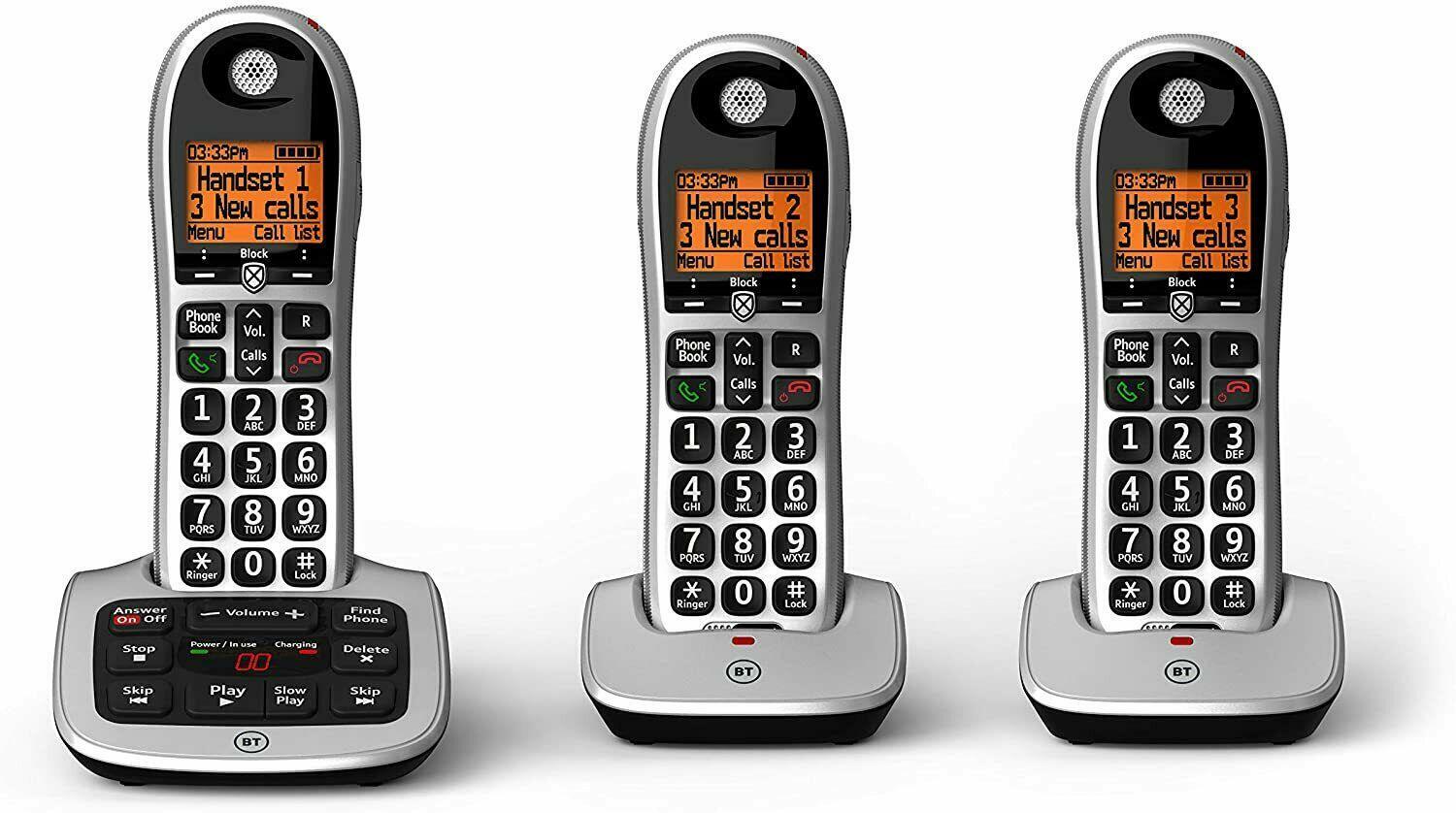 BT 4600 Trio Digital Cordless Phone Big Button Answer Machine 1 Year ...