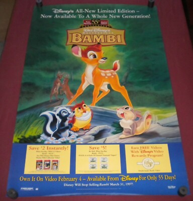Bambi Movie Poster 26x40 S/S Walt Disney Alexander Gould Patrick ...