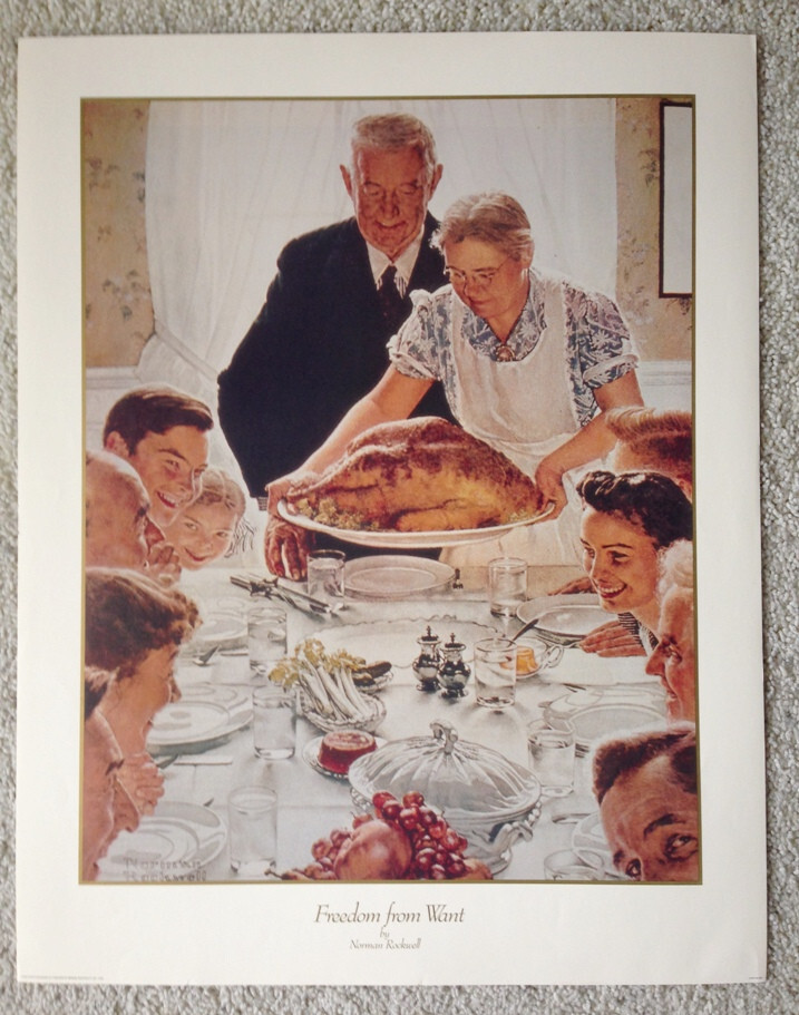 Vintage Norman Rockwell "Freedom from Want" Print 1990 - No. 11956 (22 ...