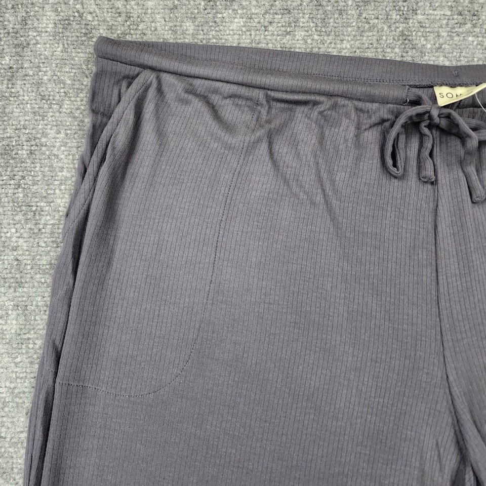Soma Pajama Pants Womens XXL Gray Ink Cool Nights Lightweight Rib Knit ...