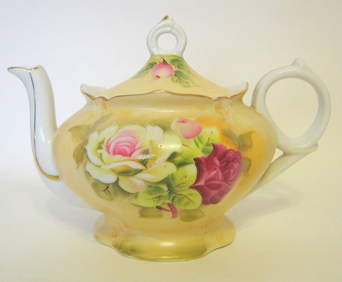 Lefton Rose Teapot Music Box Duo Plays Tea For Two Hand Painted Floral ...