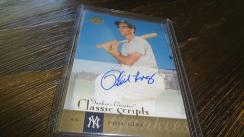2004 UPPER DECK YANKEES CLASSICS PHIL LINZ AU-24 AUTOGRAPHED BASEBALL ...