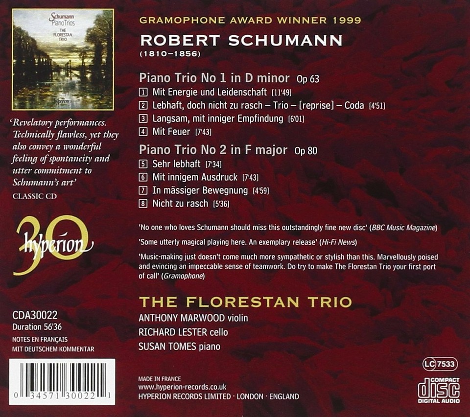 Schumann Piano Trios THE FLORESTAN TRIO Hyperion CD New Sealed | eBay