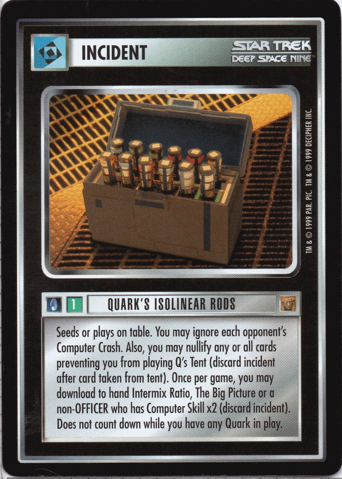 Star Trek CCG Quark's Isolinear Rods Near-Mint/NM Rare – RoA 1999 | eBay