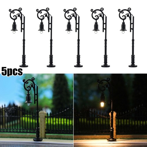 Pack of 5 Garden Lanterns Lamps with LED Illumination for H0 Scale ...