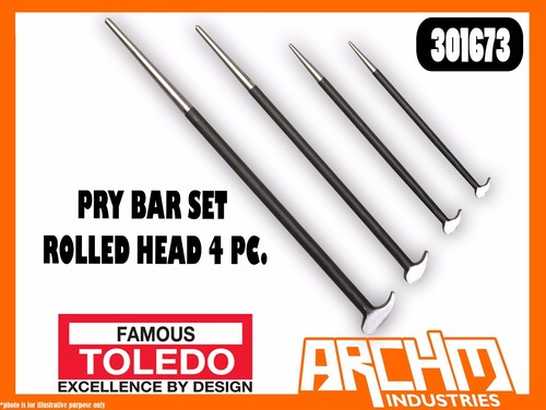 TOLEDO 301673 - PRY BAR SET - ROLLED HEAD 4 PC - HOOK PODGER 150/300 ...