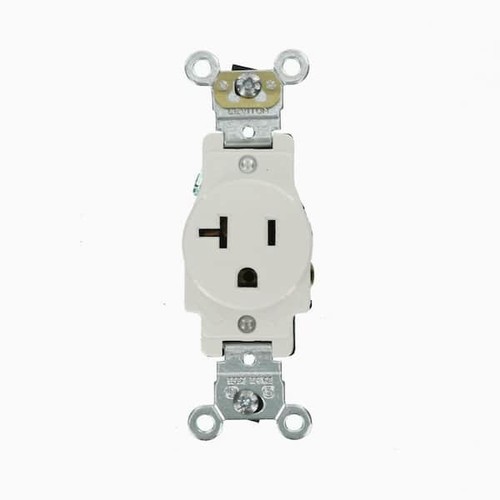 20 Amp 125 V Industrial Grade Self Grounding Single Outlet, White 1 ...